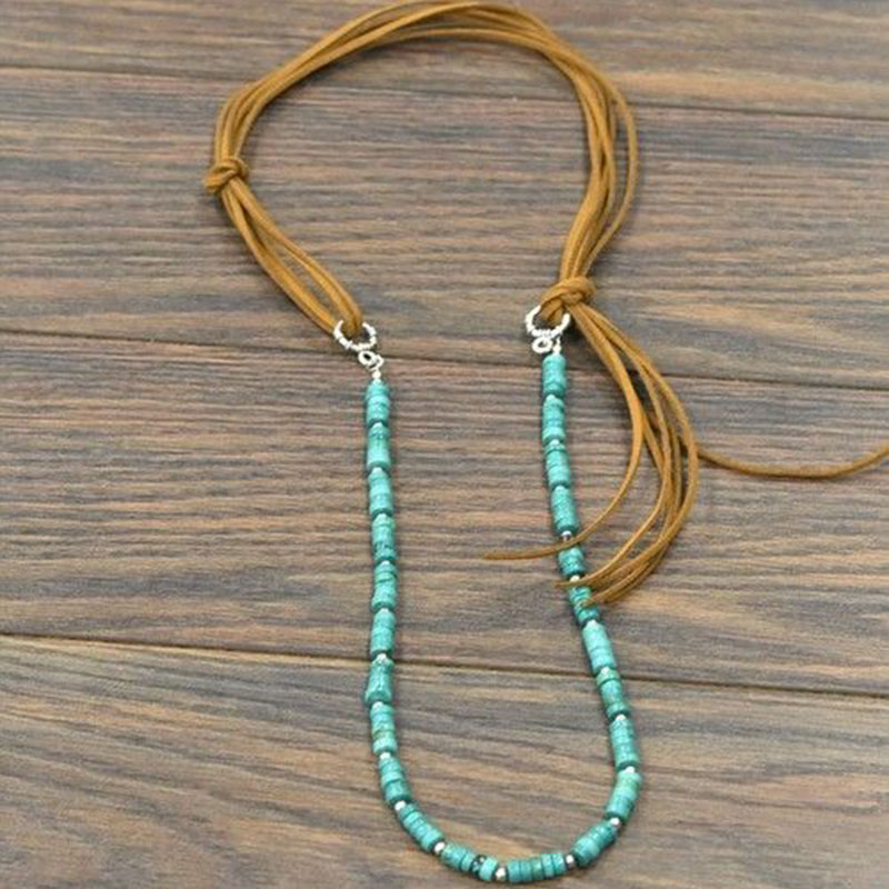 Boho Stijl Dangle Ketting-Een Metalen Veer, turquo... – Vicedeal