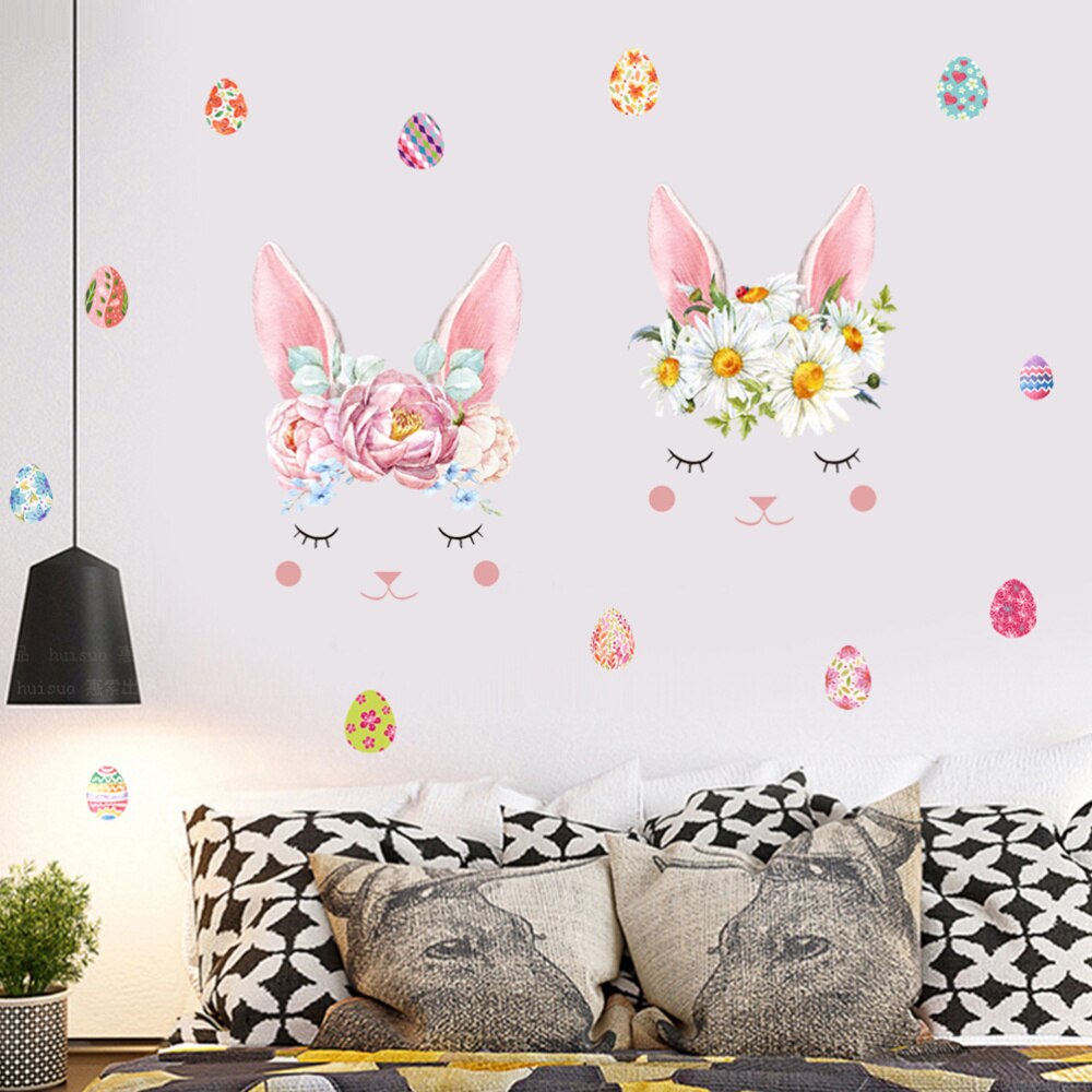 Easter Egg Wall Stickers Easter Bunny Decorative W... – Grandado