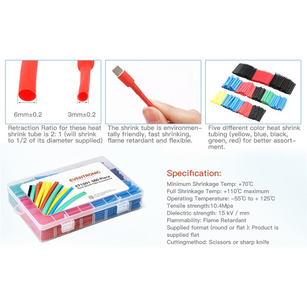 560pcs Polyolefin Heat Shrink Insulation Tube 2:1 ... – Grandado