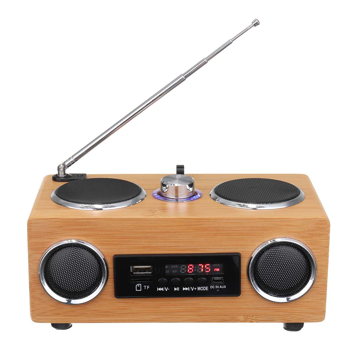 Retro Vintage Radio Super Bass FM Radio Bamboo Mul... – Grandado