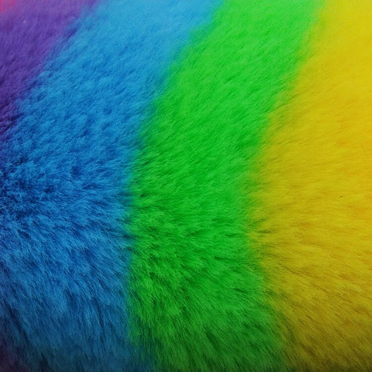 Faux Fur Jacquard Seven-Color Rainbow Striped Toy ... – Grandado
