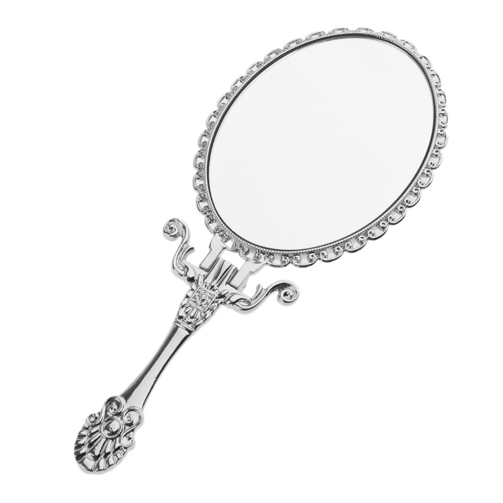 Vintage Silver Hand Held Makeup Cosmetic Mirror Tr... – Grandado