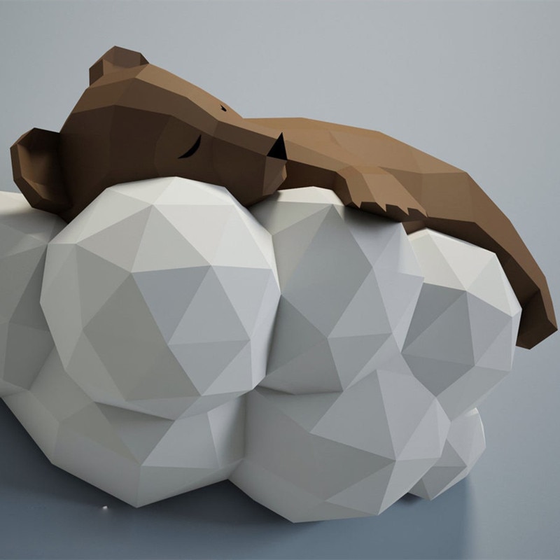 3D Paper Model Little Bear on Cloud Papercraft Hom... – Grandado