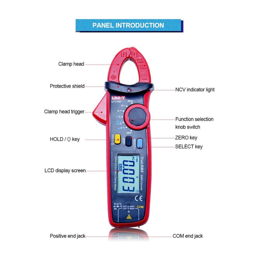 UNI-T UT210D Digital Clamp Meter Multimeter AC/DC ... – Grandado