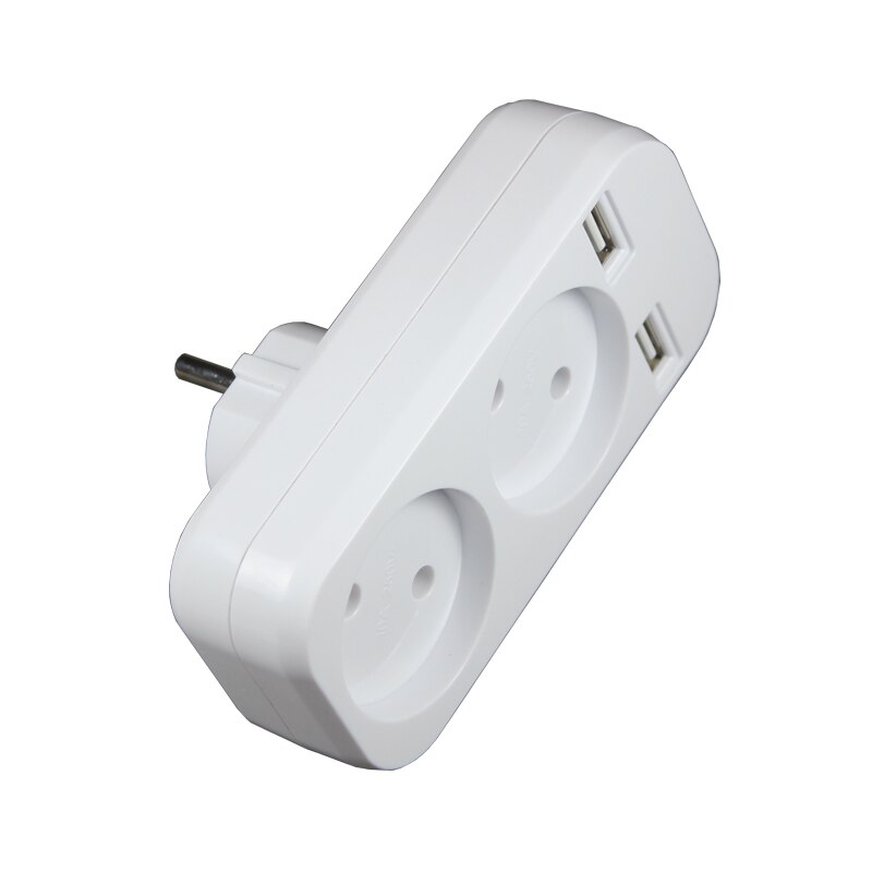 Usb Stopcontact Eu Plug Adapter Met 2 Socket 2 Usb... – Grandado