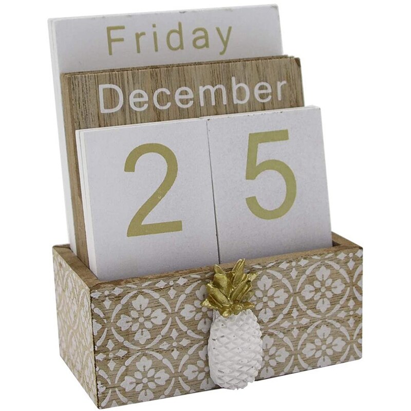 Wooden Flip Desk Blocks Calendar,Perpetual Plank/T... – Grandado