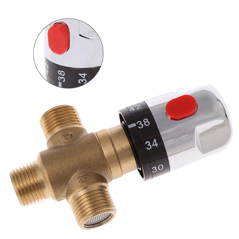 Solid Brass G1/2 Male 3 Way Thermostatic Mixing Va... – Vicedeal