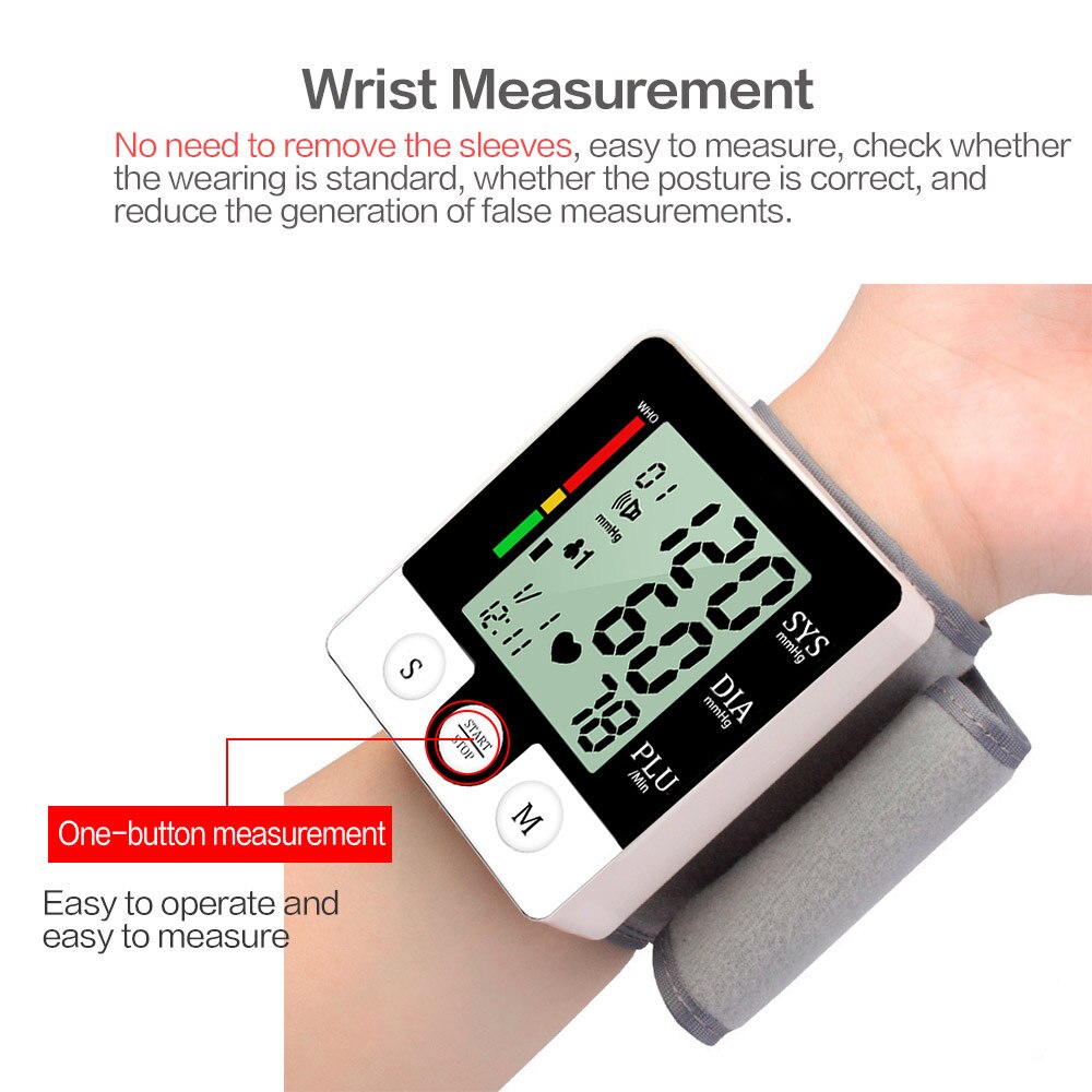 Portable Wrist Blood Pressure Monitor BP Heart Rat... – Vicedeal