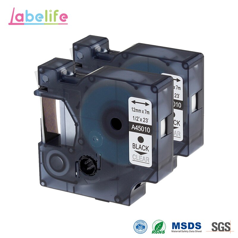 Labelife 2 Pack 12mm 45010 Zwart op Helder Label T... – Vicedeal