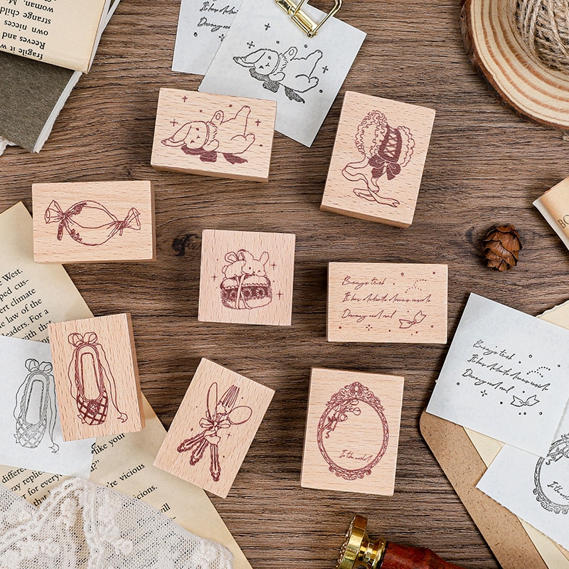 Suitcase series wood stamps DIY craft wooden rubbe... – Vicedeal