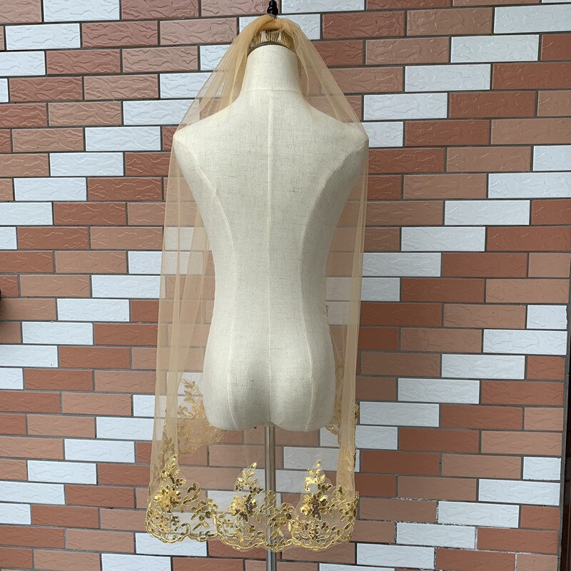 Bling Pailletten Spitze Kante Kurze Schleier Eine ... – Grandado