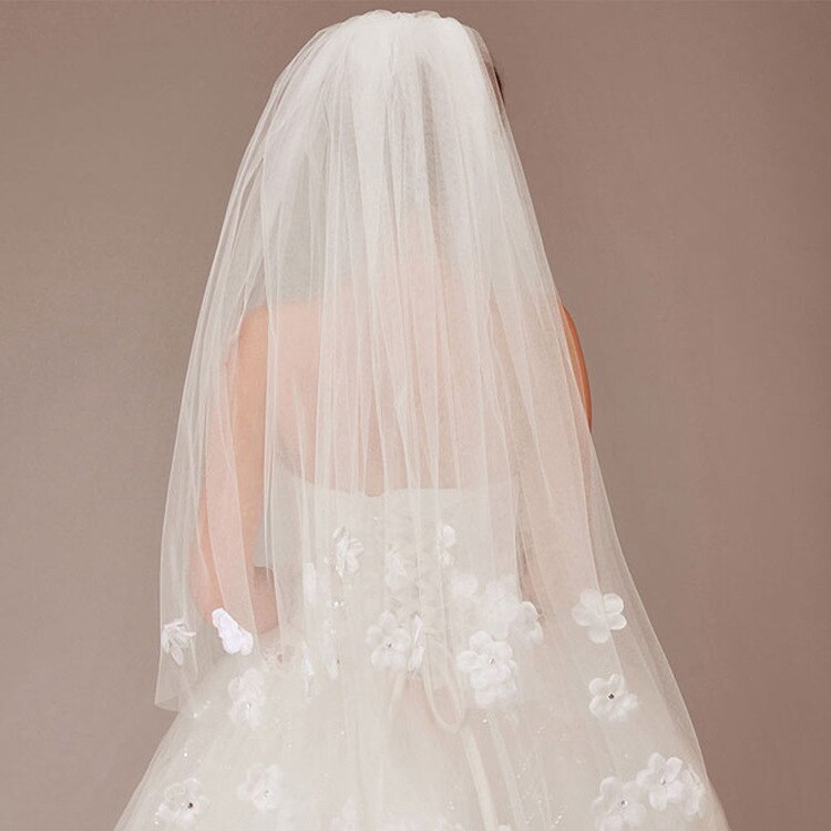 Short Wedding Veil With Comb Cut Edge Simple Maria... – Grandado
