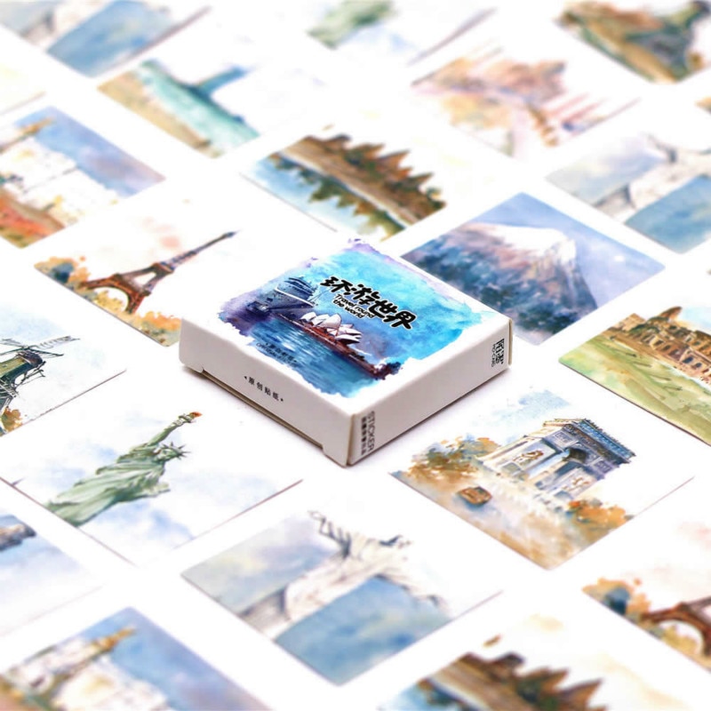 40 PCS Around The World Sticker Building Decals St... – Grandado