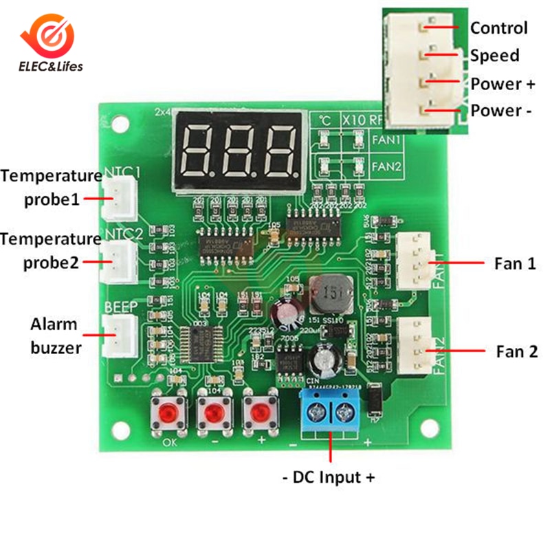 DC 12V 24V 4 Wire PWM Fan Digital Temperature Cont... – Vicedeal