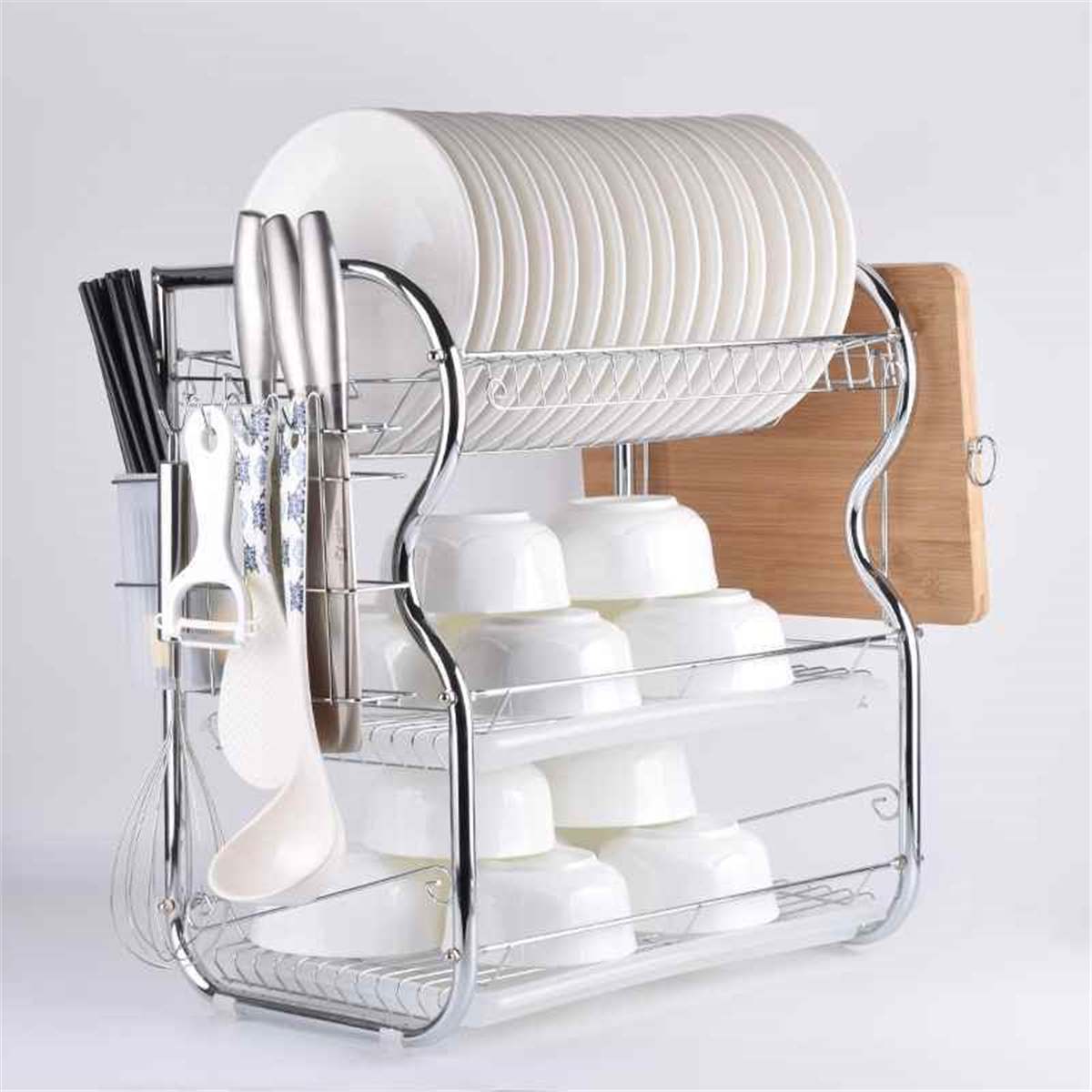 3 Layer Chrome Alloy Kitchen Over Sink Dish Drying... – Vicedeal