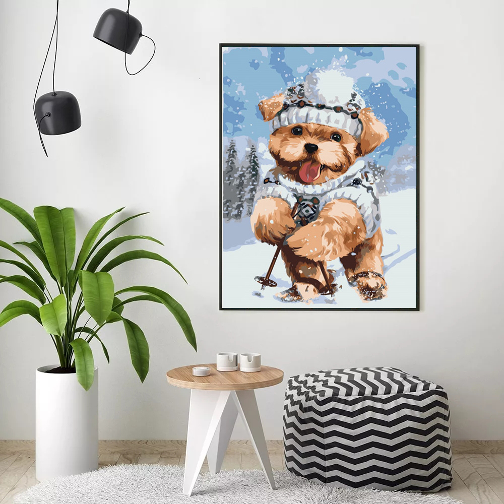 HUACAN Oil Painting By Numbers Dog Animals HandPai... – Vicedeal