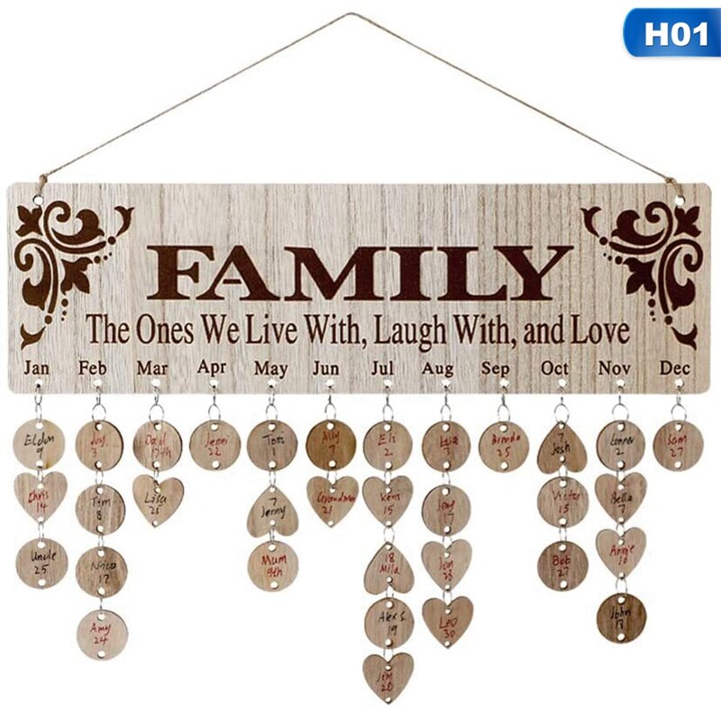 Family wood calendar sign wall decoration home cal... – Vicedeal