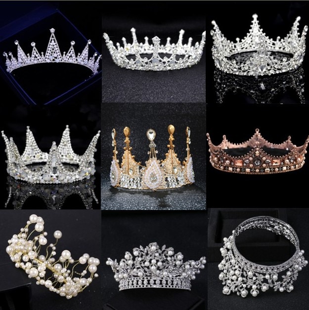 Luxury Silver Rhinestone Pearl Queen Diadem Bride ... – Vicedeal