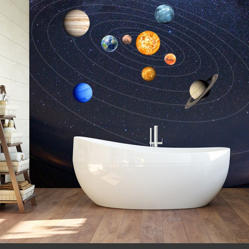 9PCS Wall Stickers Solar System Wall Mural Glowing... – Grandado