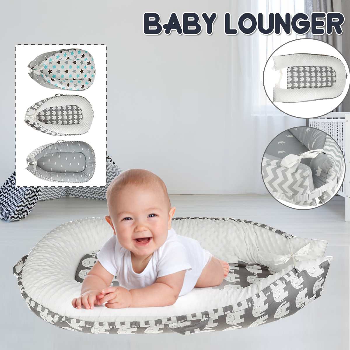 Baby Lounger Baby Nest Portable 90x51cm Cotton Bab... – Grandado
