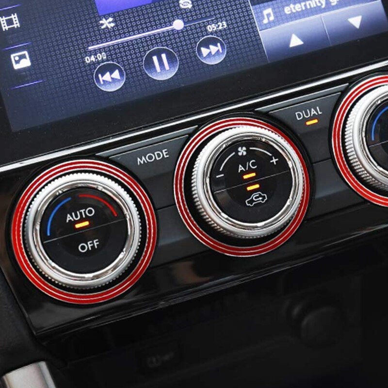 3Pc Red AC Control Outer Ring Covers for Subaru WR... – Vicedeal