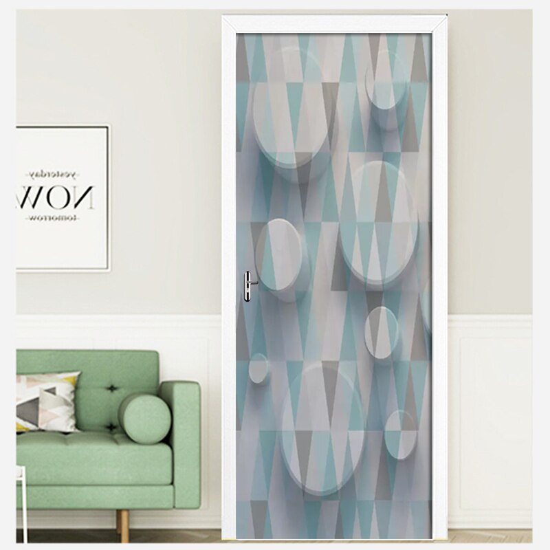 3D Nordic Geometric Pattern Door Sticker Living Ro... – Grandado