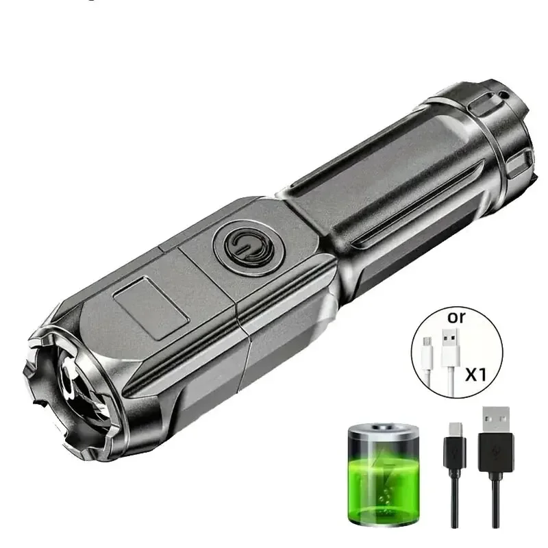 Superlys zoombar lommelykt led-lys usb-oppladbar h... – Grandado