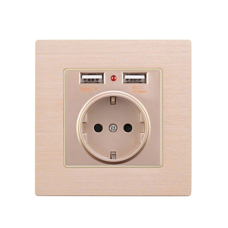 Avoir Luxe Geborsteld Panel Dual Usb Stopcontact V... – Vicedeal