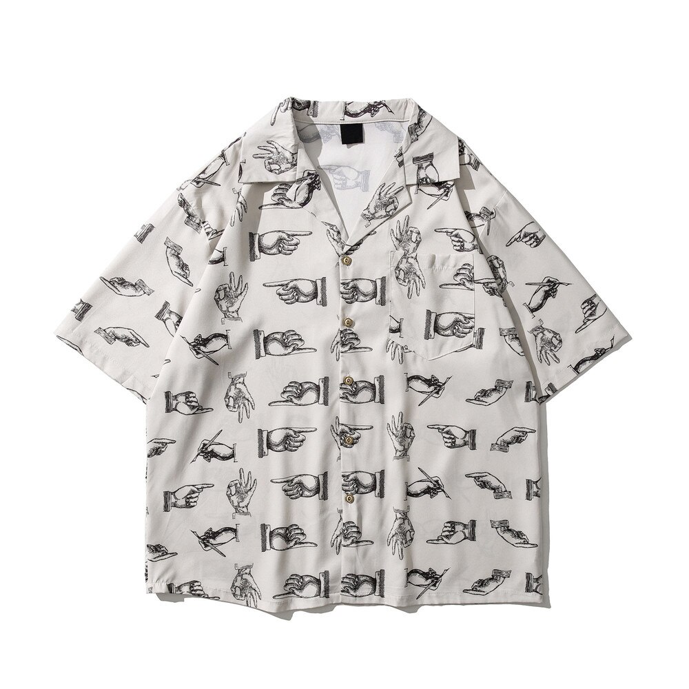 Dark Icoon Gebaar Hawaiian Shirt Mannen Zomer Turn... – Vicedeal