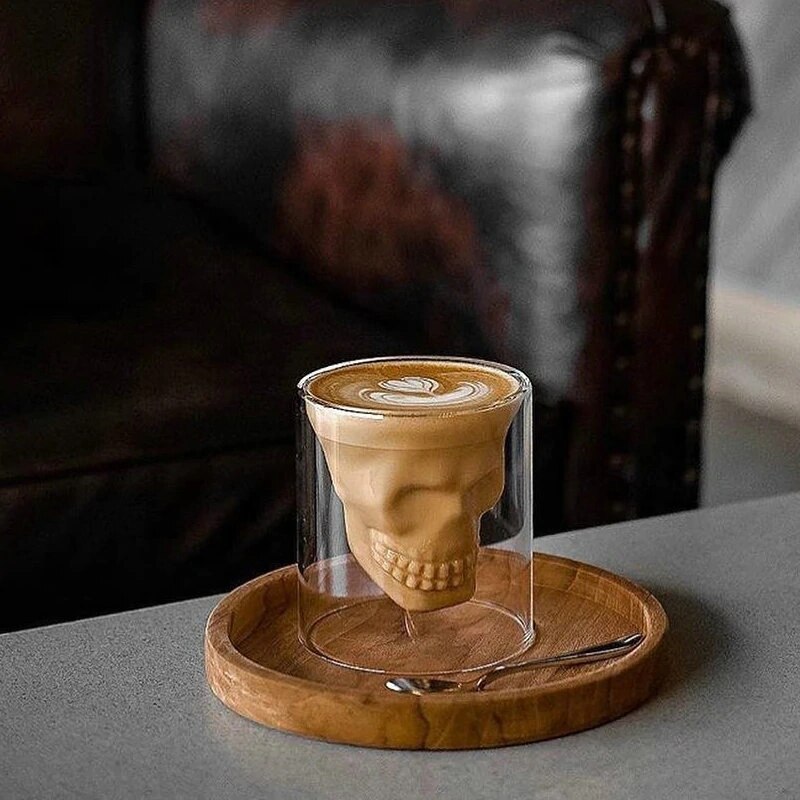 Skull Wine Glass Mug Latte Coffee Whiskey Transpar... – Grandado