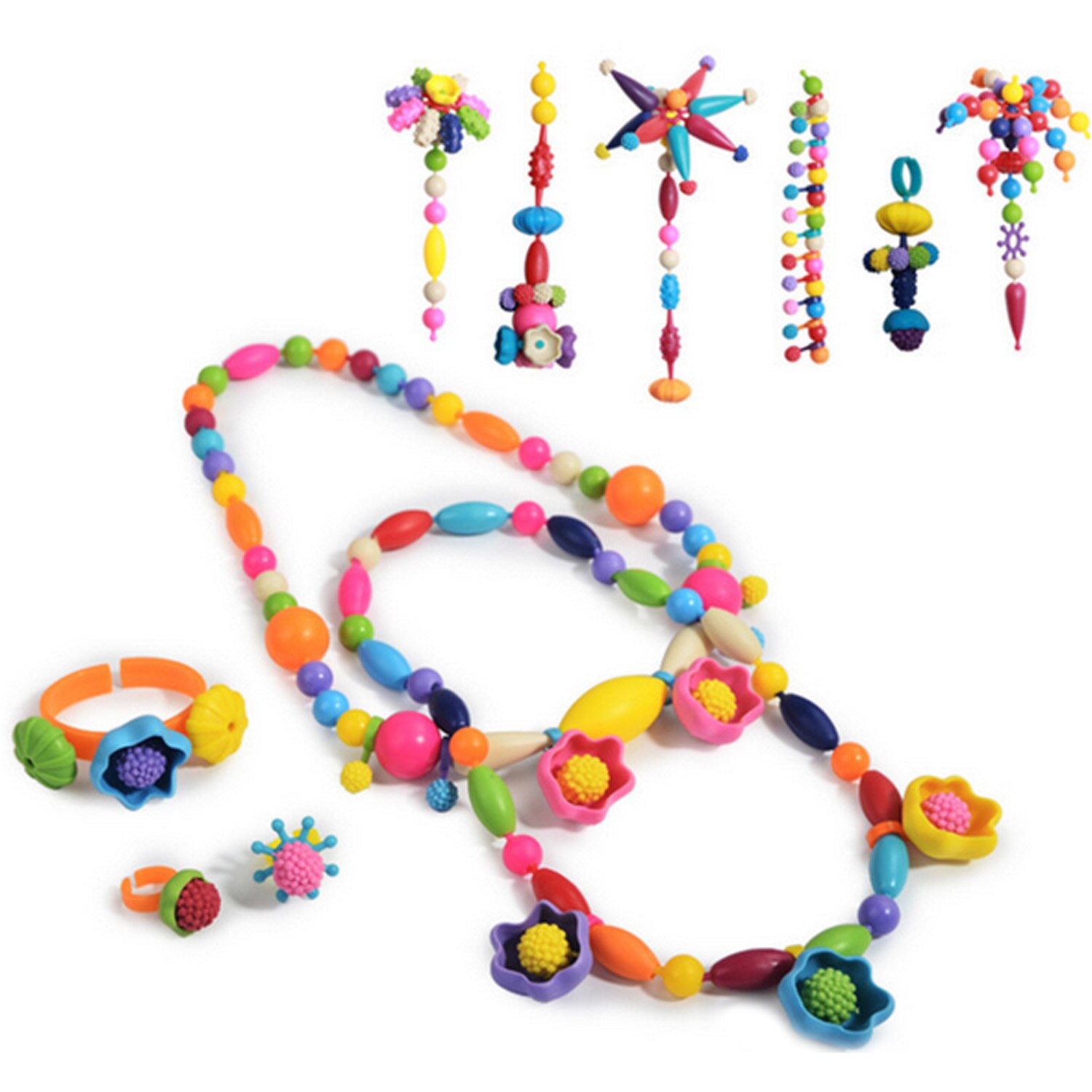 260PCS Kid Girls Colorful Plastic Pop Beads Snap T... – Grandado