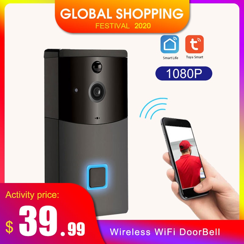 Wireless Visual Intercom Remote Home Monitoring WiFi DoorBell Tuya ...