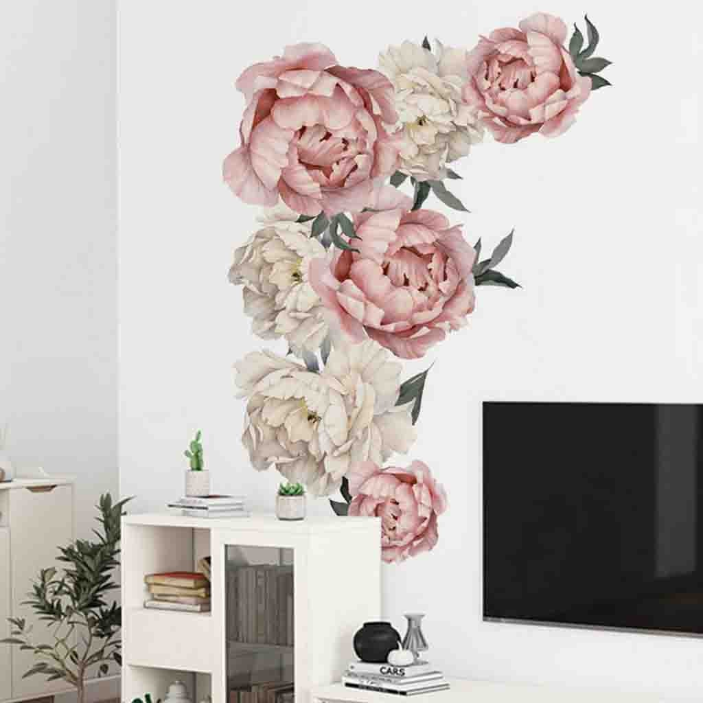 Peony Rose Flowers Wall Sticker Art Nursery Decals... – Grandado