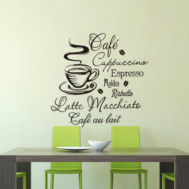 PVC Vinyl Wall Decals Kitchen Coffee Shop cappucci... – Grandado