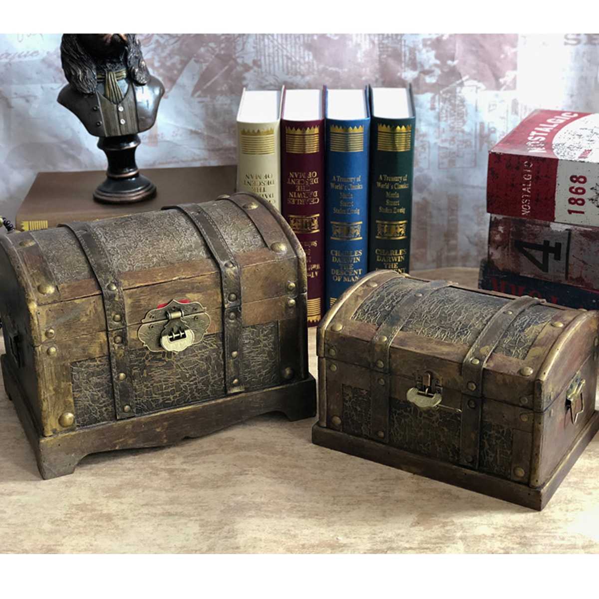 S/L Chic Vintage Wooden Pirate Treasure Chest Box ... – Grandado