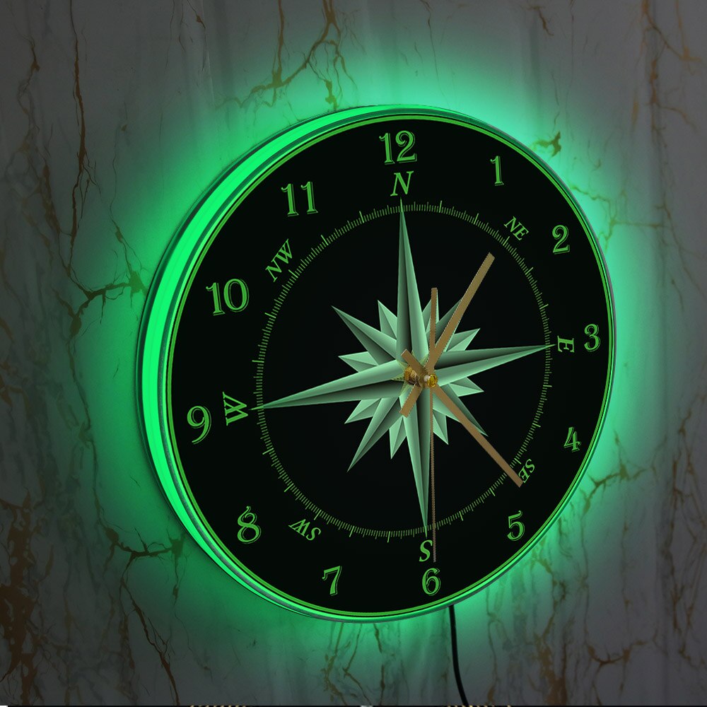 Mariner's Compass Wall Clock Compass Rose Naut... – Grandado