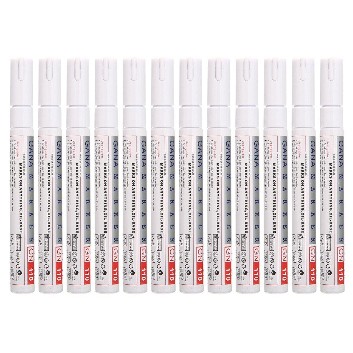 12Pcs Wit Marker Pennen Waterdichte Permanente Aut... – Vicedeal