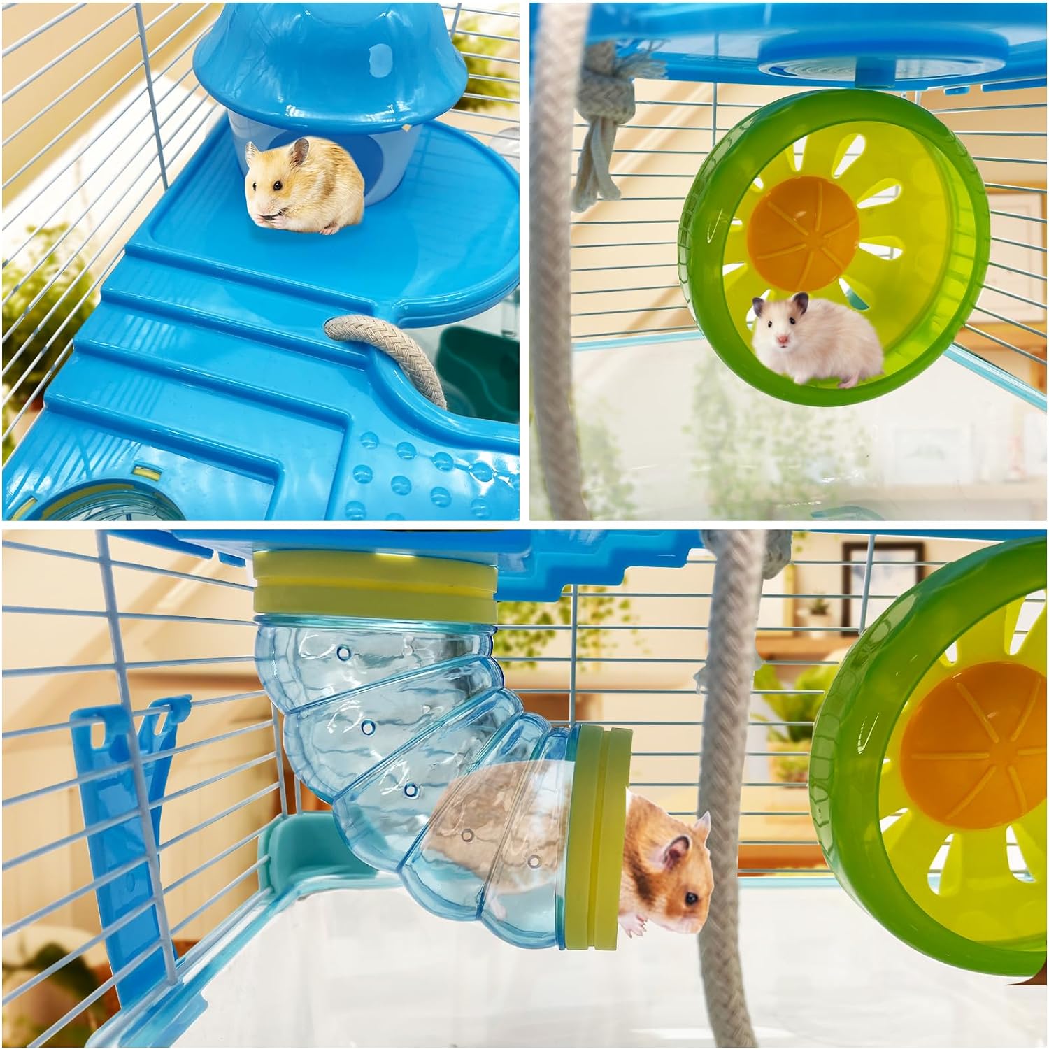 2 Layers Hamster Cage with Tubes Mouse Cage with A... – Grandado