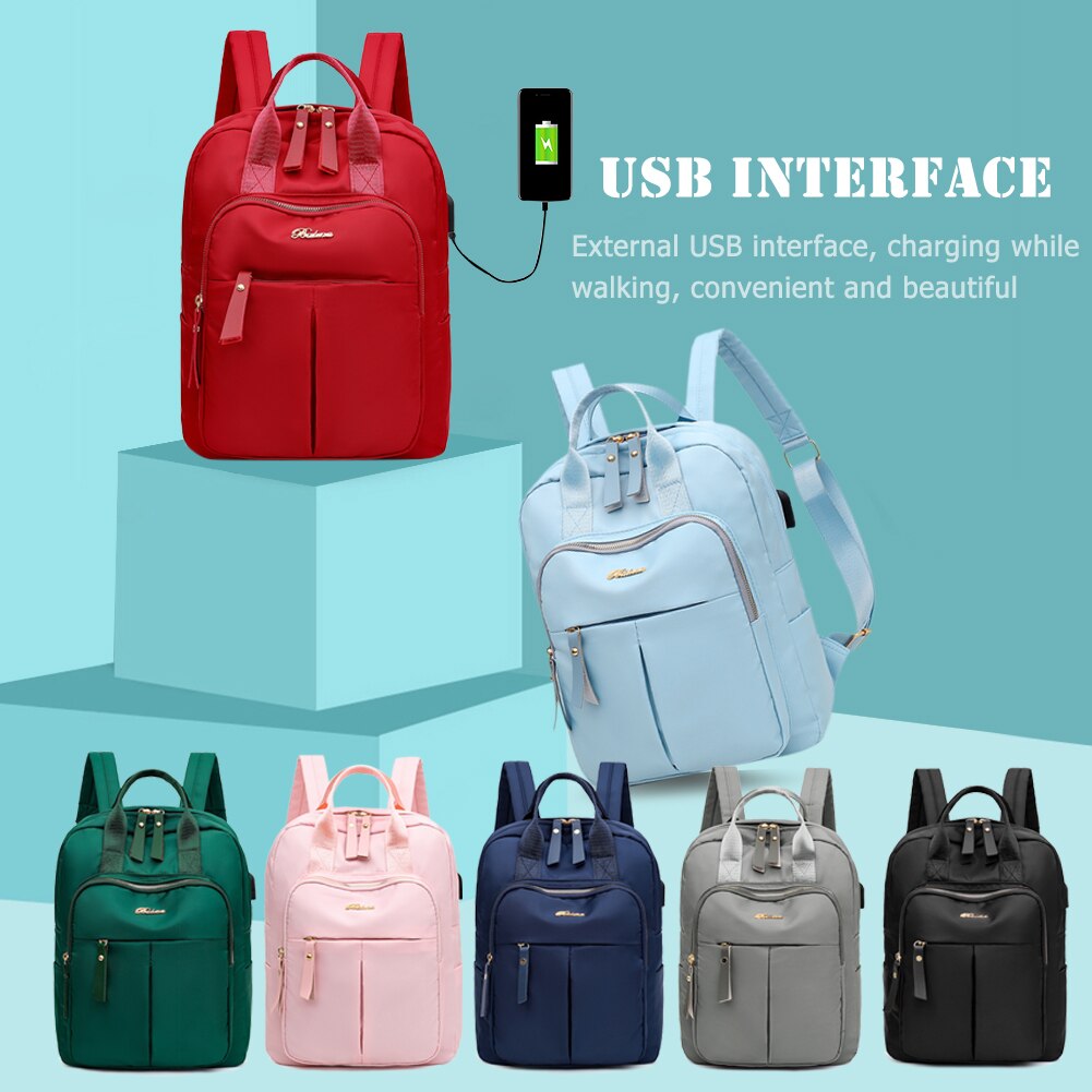 Anti Theft USB Charge Nylon Backpack Waterproof Wo... – Grandado