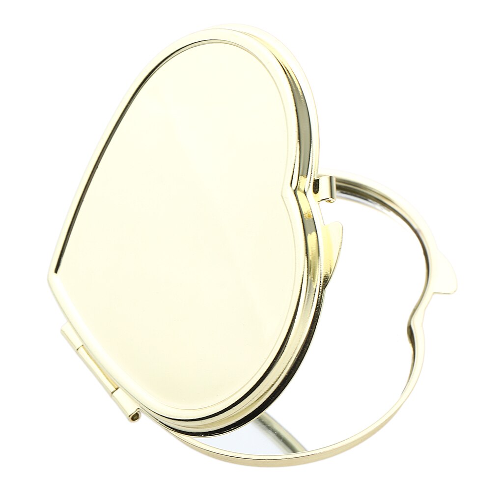 Gold Compact Purse Mirror, Metal Heart-Shaped 2 Si... – Grandado