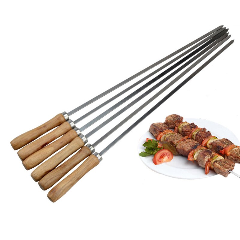 Rvs BBQ Naalden Houten BBQ Kebab spiesjes Hout Met... – Grandado