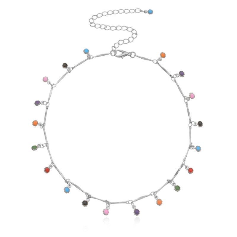 Boheemi värikäs helmillä koristeltu kaulakoru nais... – Grandado