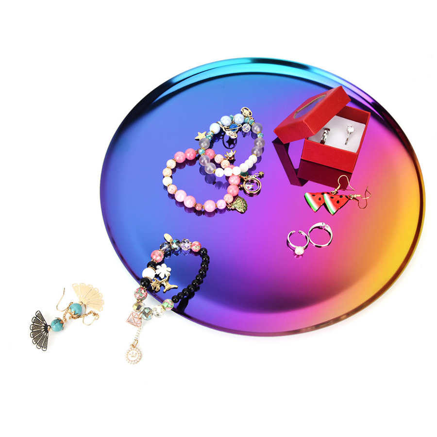 Serveringsbakkeplade bærbar rund rustfri stålplade... – Grandado