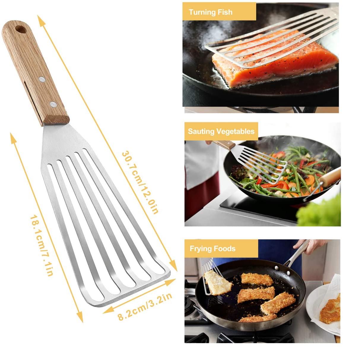 2-Piece Slotted Fish Spatulas - 9 inch & 12 inch F... – Vicedeal