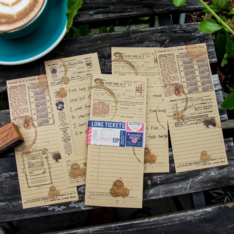 50Pages Vintage Coffee Stained Kraft Paper Memo Pa... – Grandado
