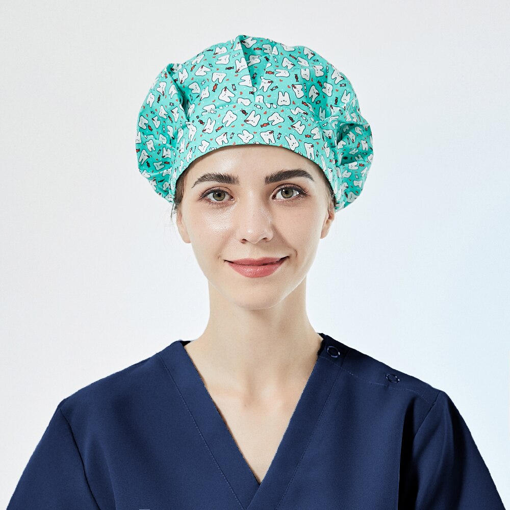 cotton Tooth print scrubs hat adjustable Scrub cap... – Grandado