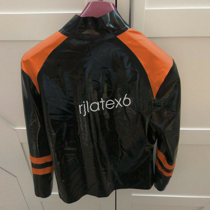 Latex Gummi Rubber Simple Orange Coat Jacket Top S... – Grandado