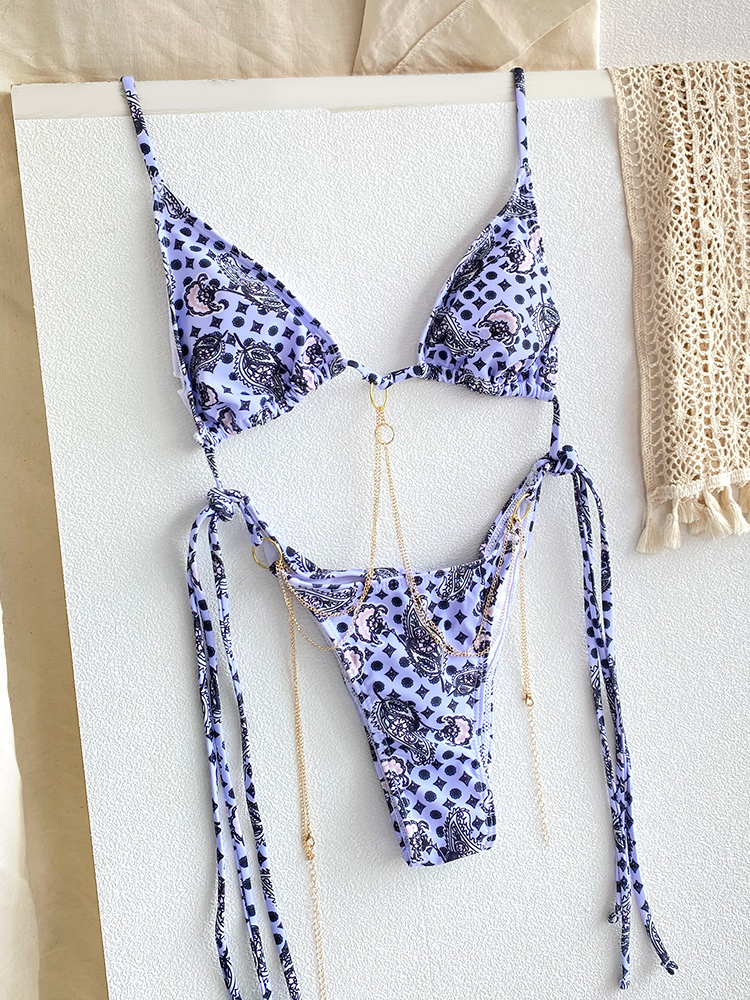 Sexy Triangle Chains Bikini Sets Micro Thongs Swim... – Grandado