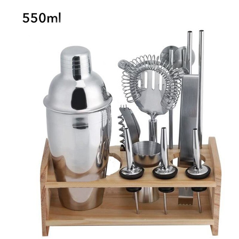 Stainless Steel Liquor Cocktail Shaker Wood Rack B... – Vicedeal