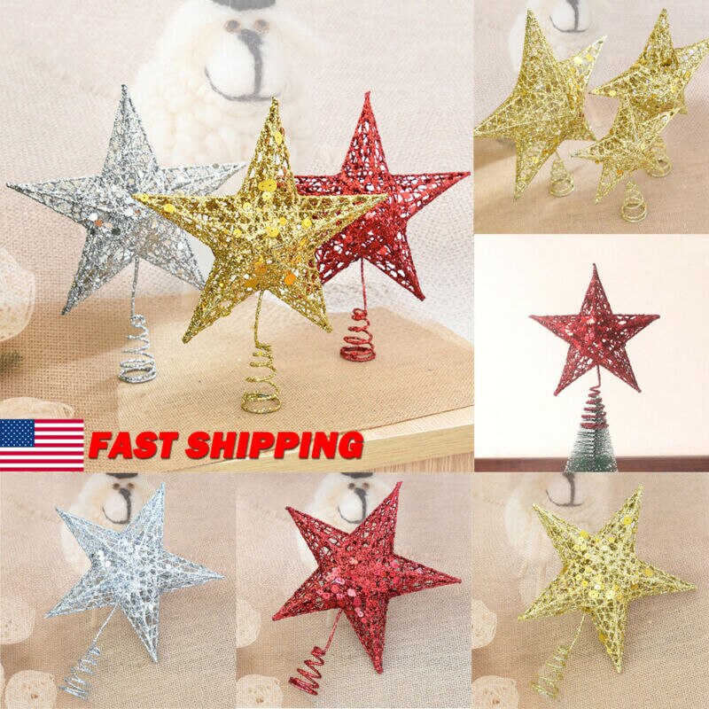 Large Glitter Gold Star Christmas Tree Top Topper ... – Grandado